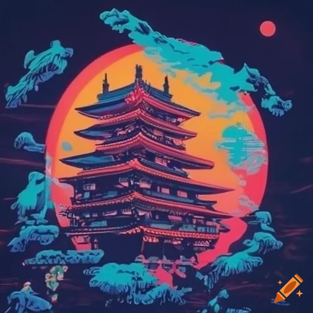 Cool retro japan design sticker on Craiyon