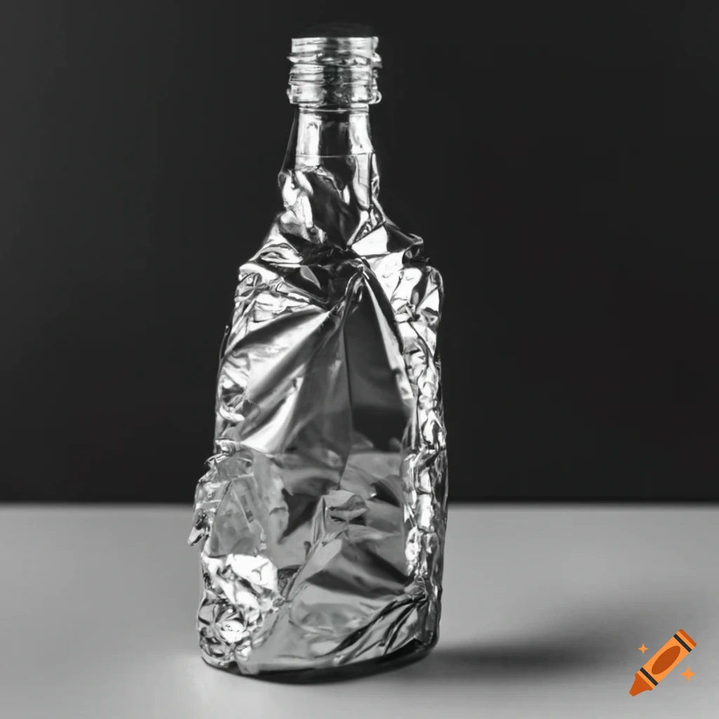 Bottle wrapped in foil on Craiyon