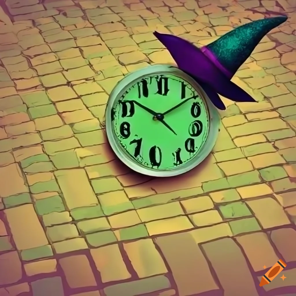 Magical green clock, yellow brick road, and witch's hat inspired by ...