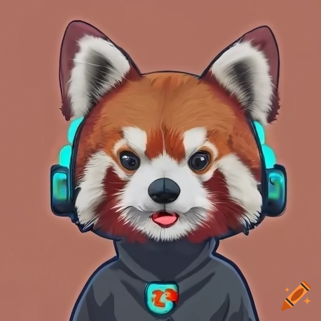 Red panda wearing a gaming headset on Craiyon