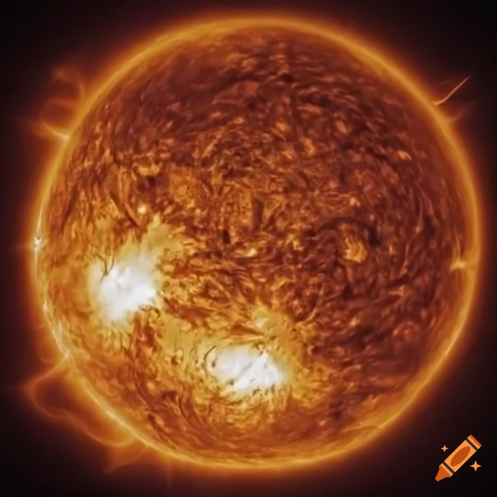 Realistic depiction of the sun from space on Craiyon