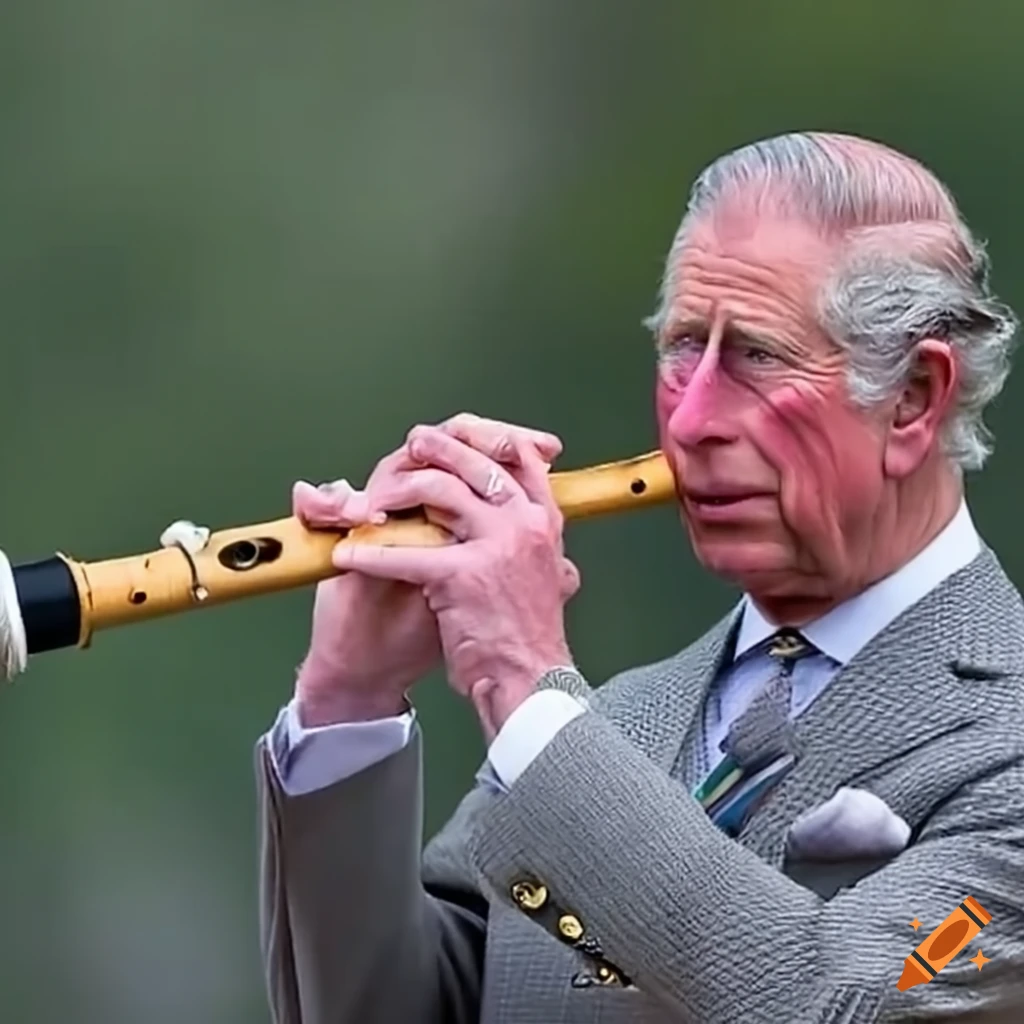 Prince charles playing the recorder on Craiyon