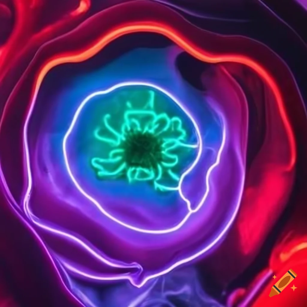 Vibrant neon poppy with lightning effects on Craiyon