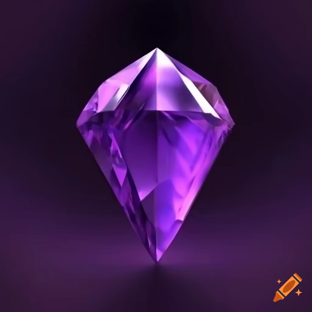 3d magical purple crystal in mystical background with magic particles ...