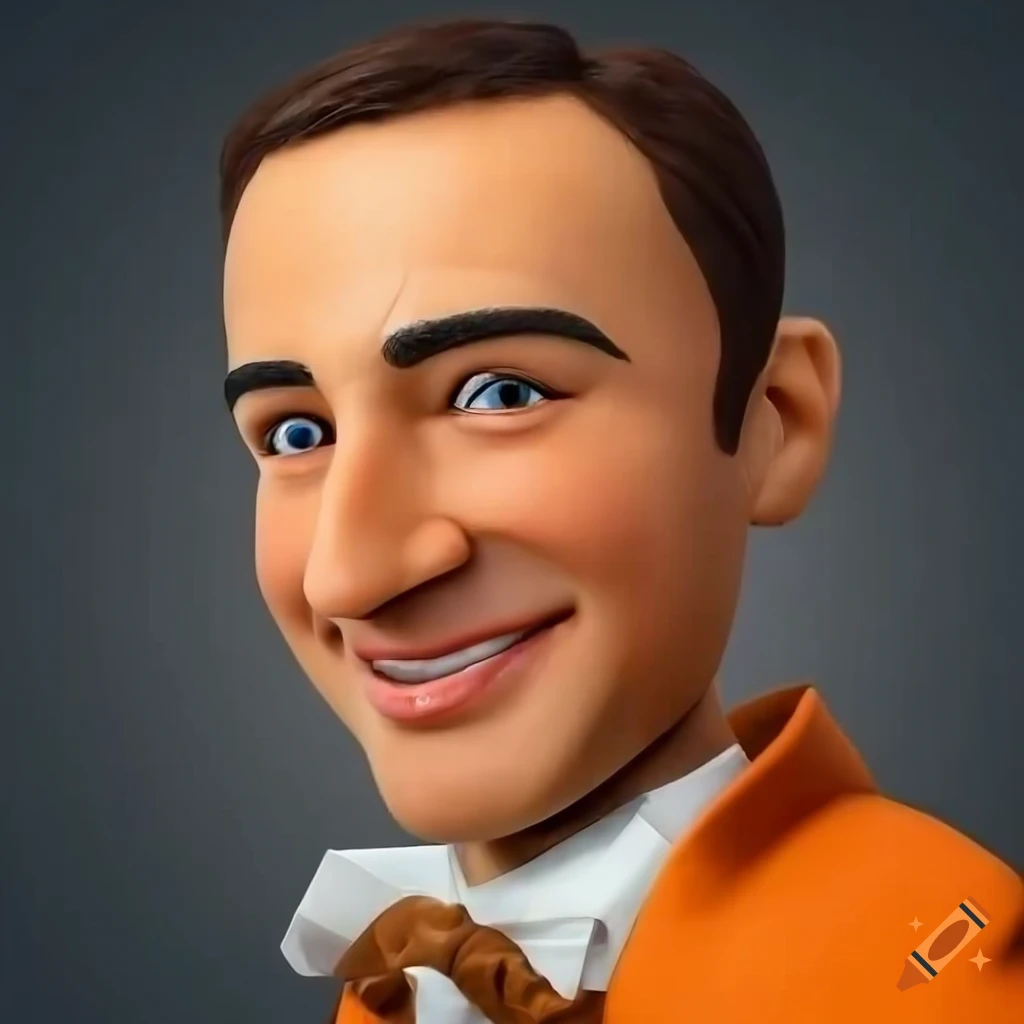 Closeup of a realistic marionette of a smiling young adult man in ...