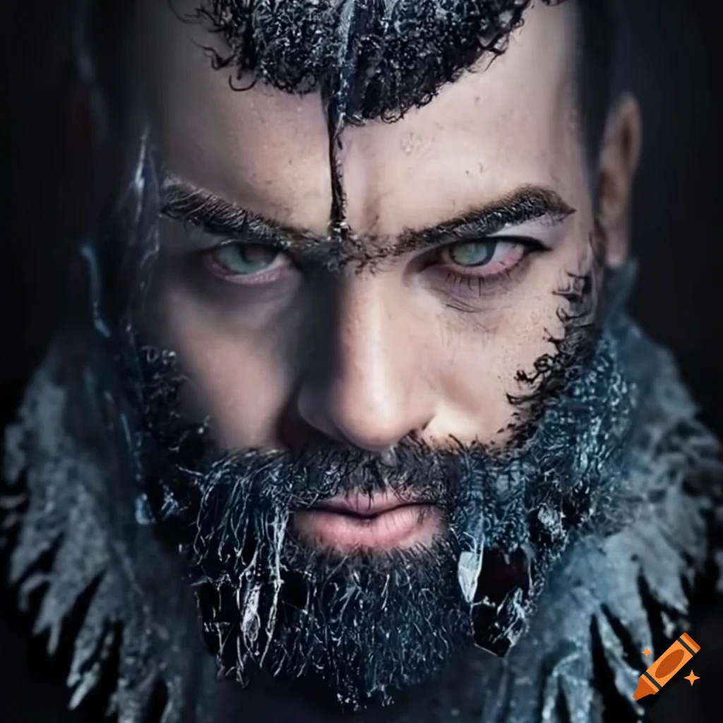 Close-up of ice rime on a beard on Craiyon