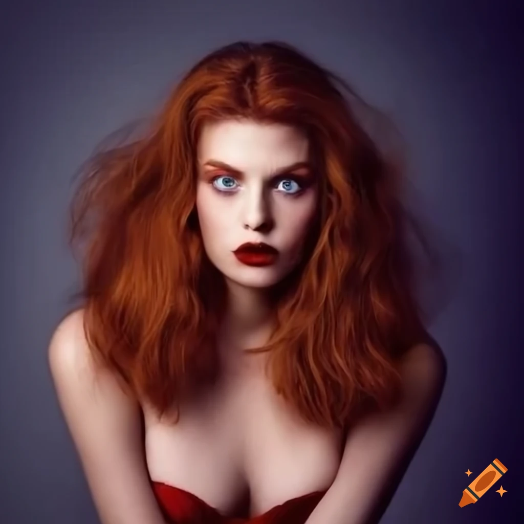 Whimsical Woman With Long Auburn Hair And Blue Eyes On Craiyon