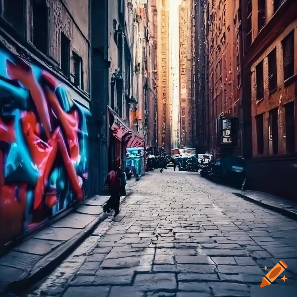 Graffiti in a new york back alleyway on Craiyon