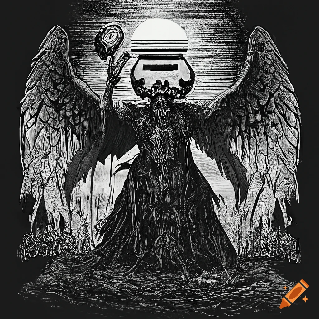 Black and green horned demonic angel apostle design inspired by Kentaro ...