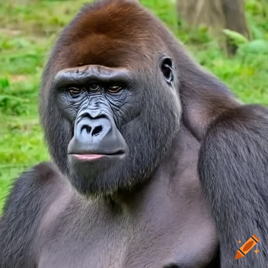 Colorful and intriguing gorilla with a human-like gaze on Craiyon