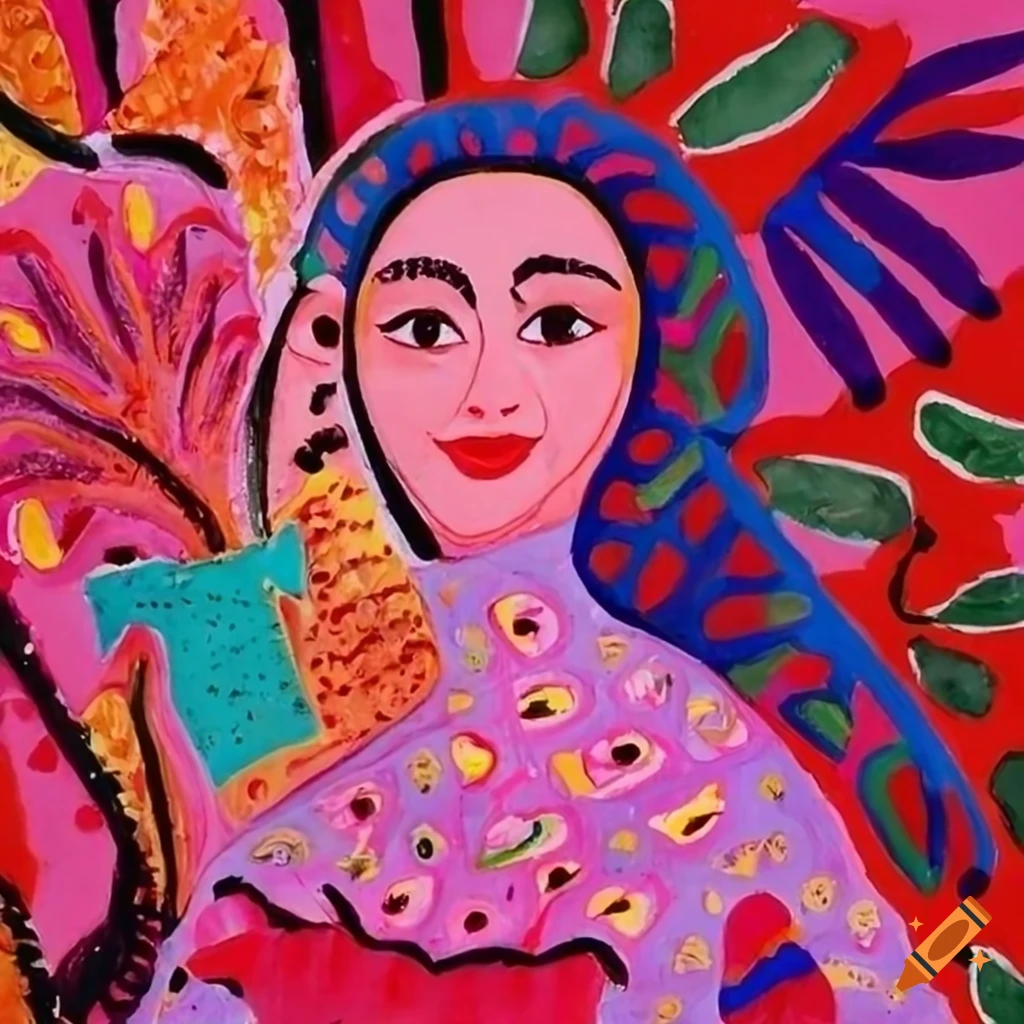 Vibrant pink gouache painting inspired by baya mahieddine on Craiyon