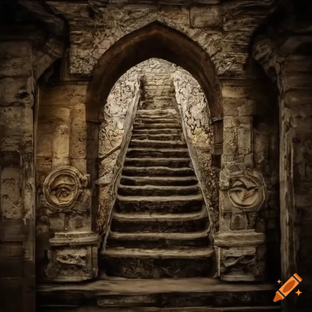 Stone structure with vintage decorations on Craiyon
