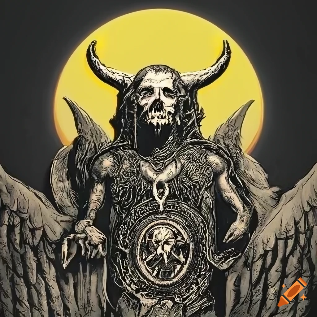 Black and yellow horned demonic angel apostle design inspired by ...