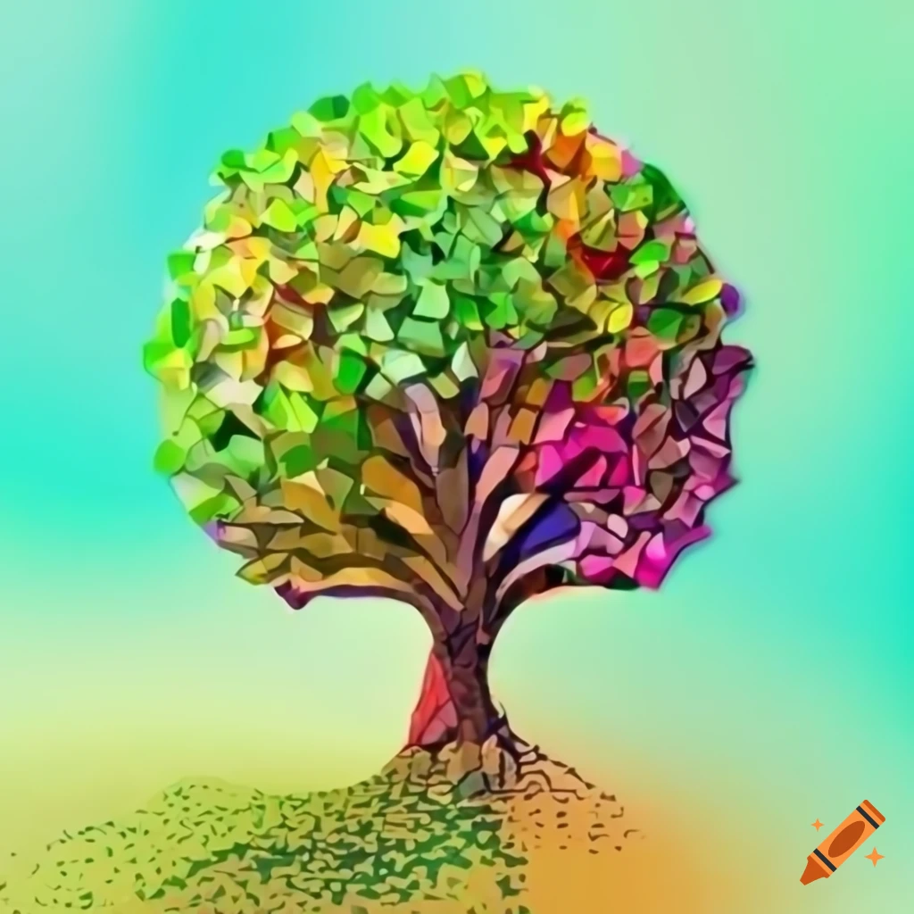 Colorful whatsapp profile picture with a mosaic of trees on Craiyon