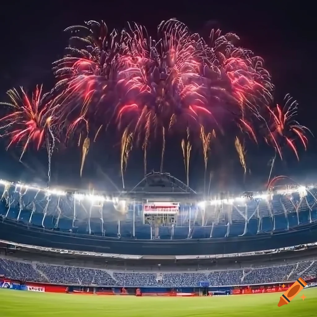 Large stadium for usa national team with fireworks on Craiyon