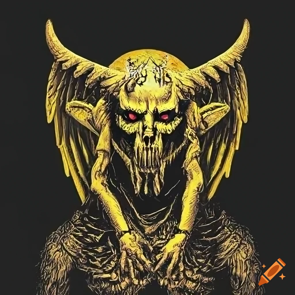 Black and yellow horned demonic angel apostle design inspired by ...