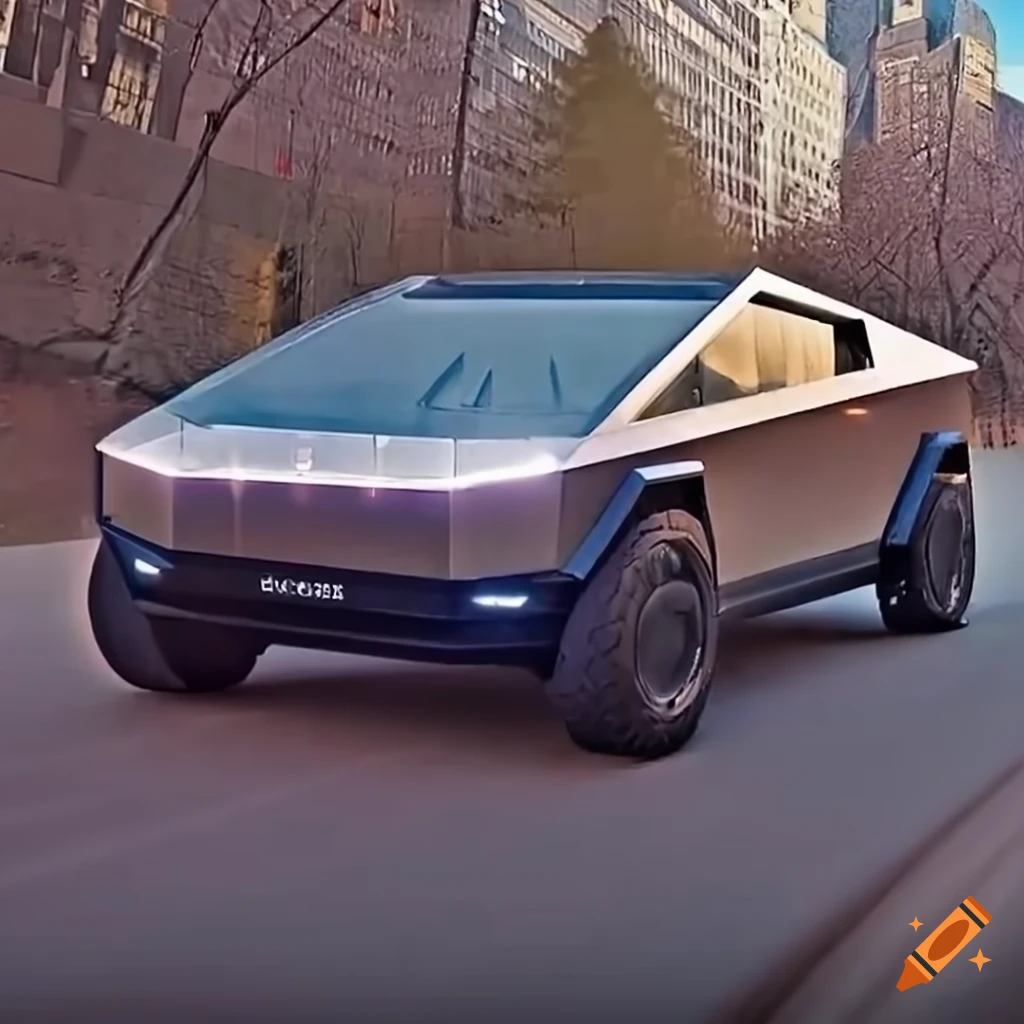 Tesla Cybertruck racing in Central Park, New York City on Craiyon