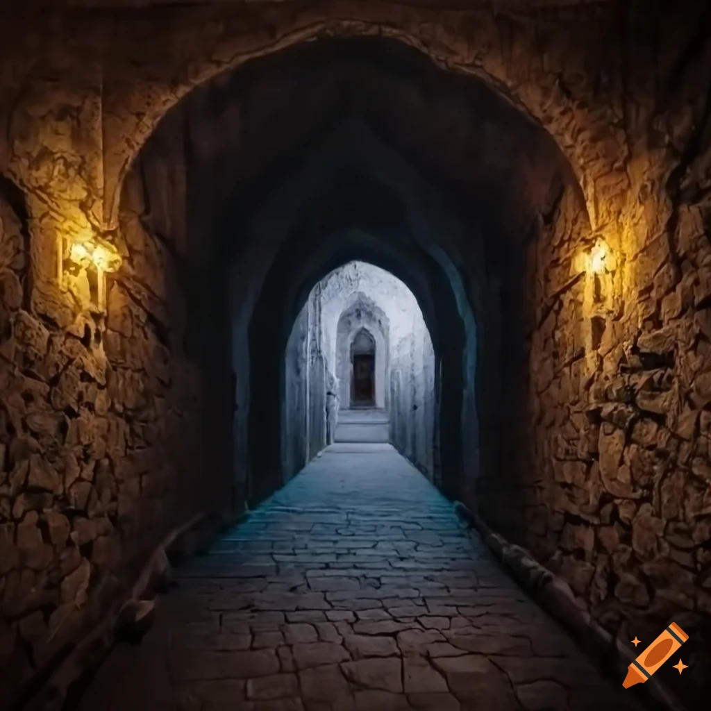 Castle dungeon hallway on Craiyon