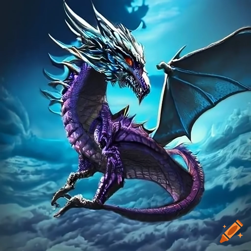 Blue dragons in a fantasy setting on Craiyon