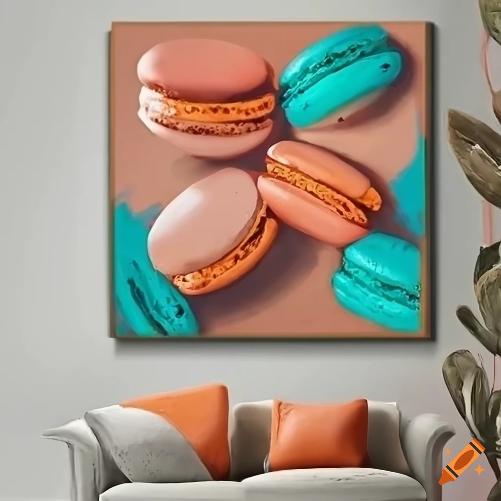 Modern abstract painting with vibrant macaroons in warm rich colors on ...