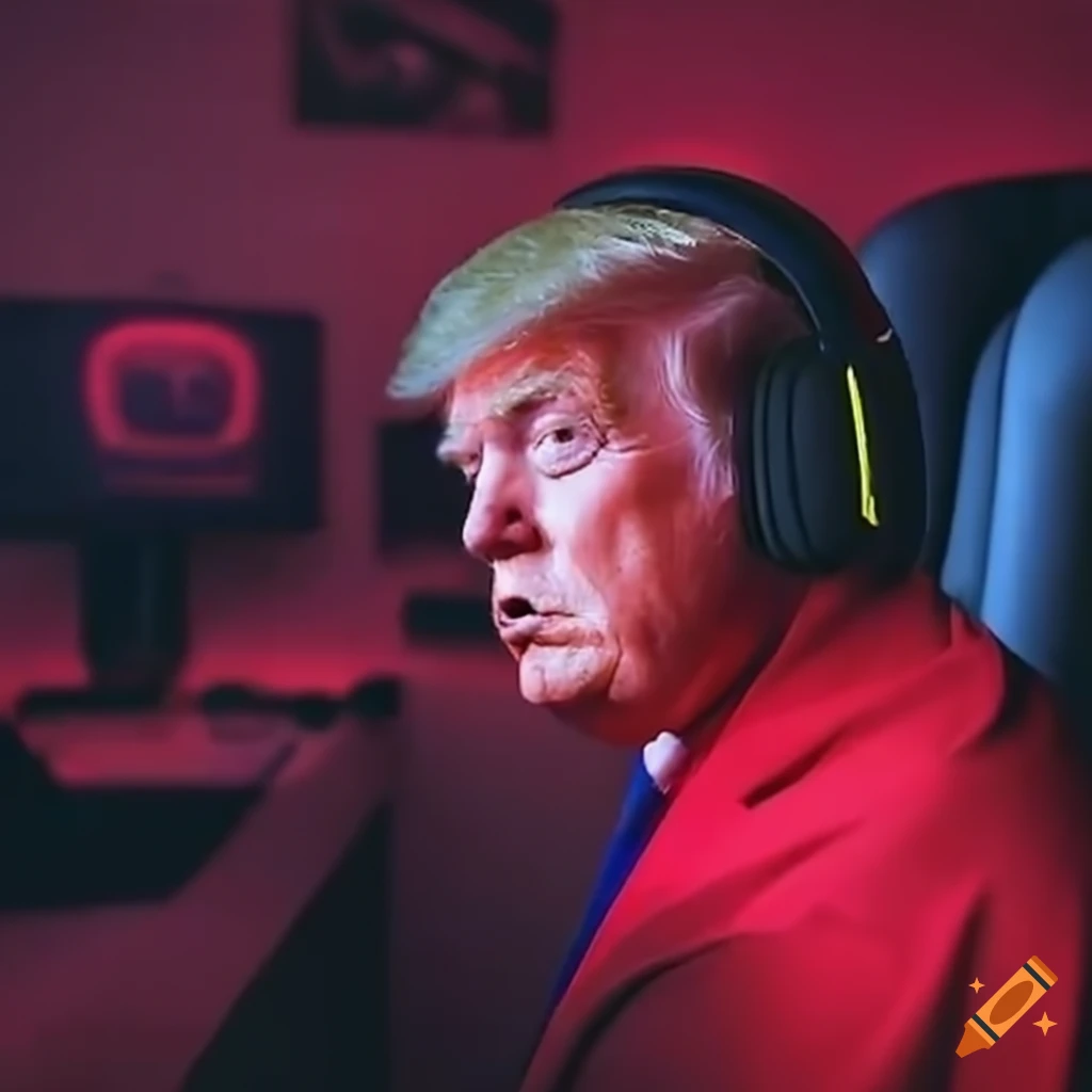 Donald Trump wearing gaming headphones on Craiyon