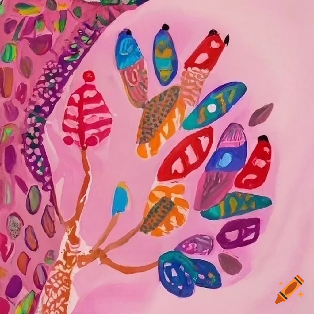 Vibrant pink gouache painting inspired by baya mahieddine on Craiyon