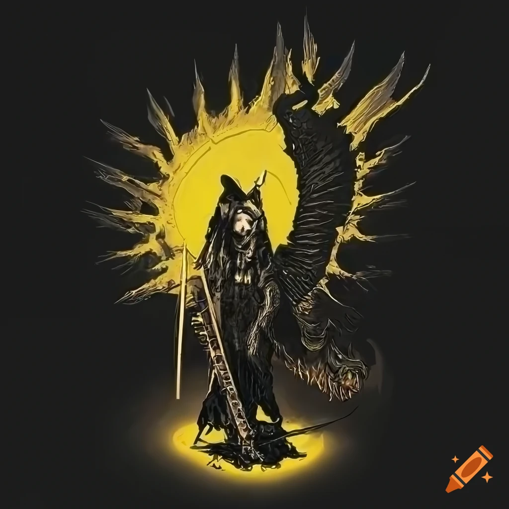 Black and yellow horned demonic angel apostle design inspired by ...