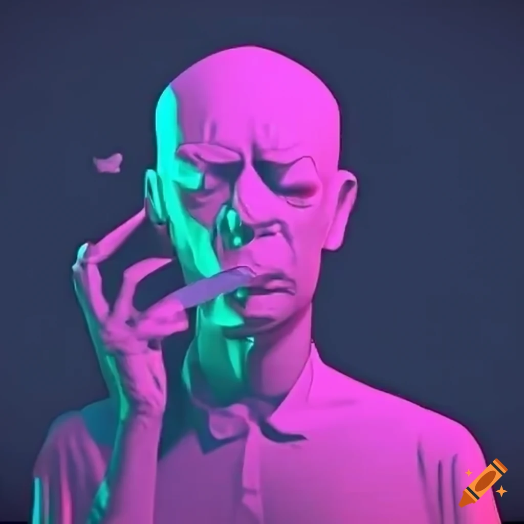 Vaporwave max headroom with cigarette on Craiyon