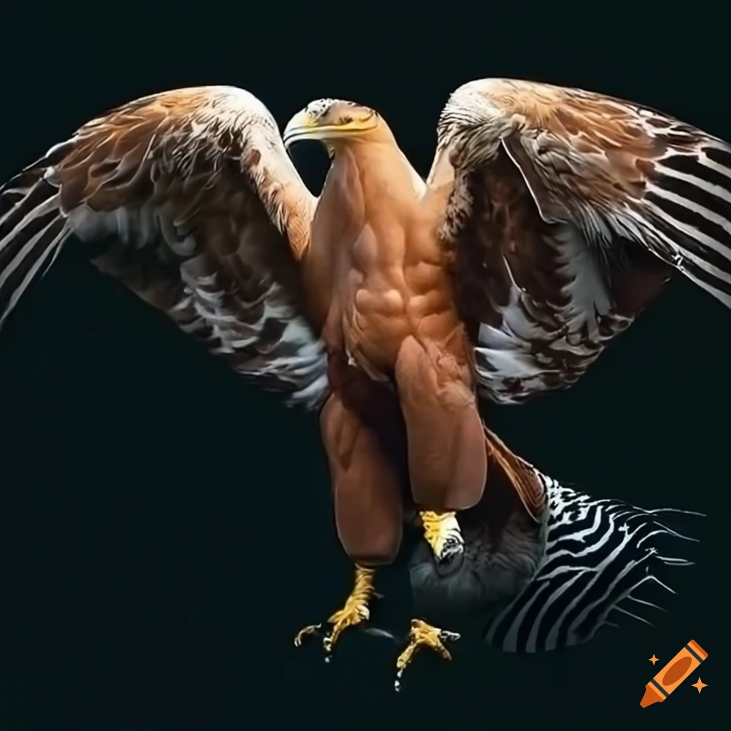 Impressive muscular eagle with leopard spots and tiger stripes on Craiyon