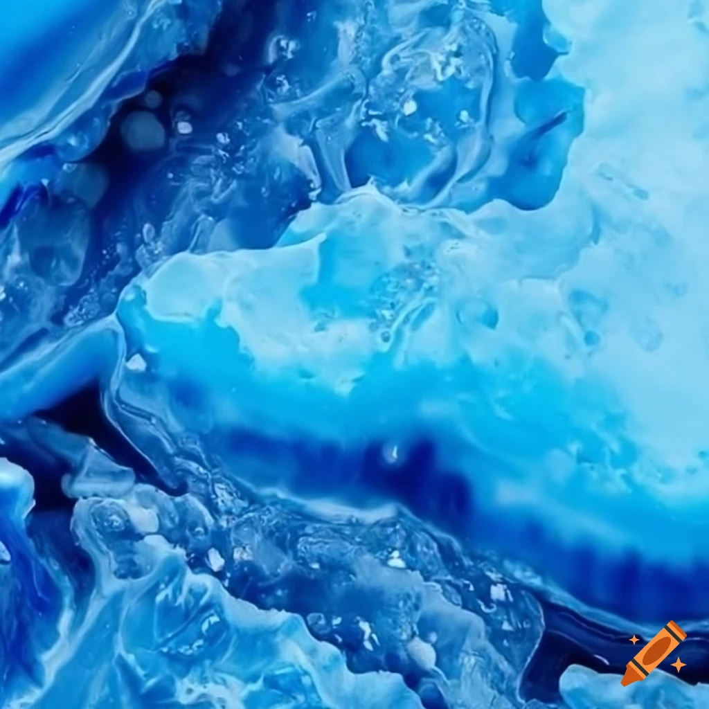 Cross-section of solid blue ice on Craiyon