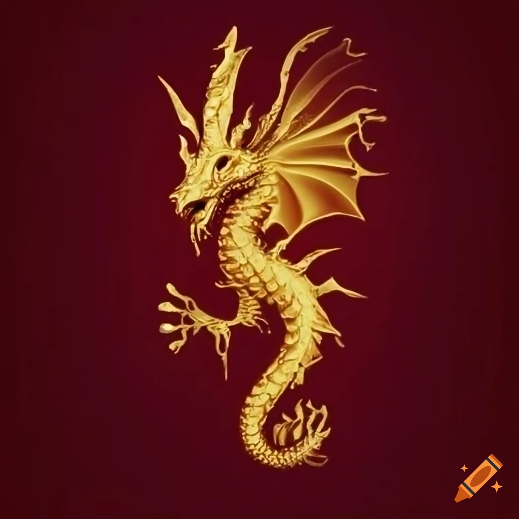 Stylized golden dragon eye on burgundy background on Craiyon