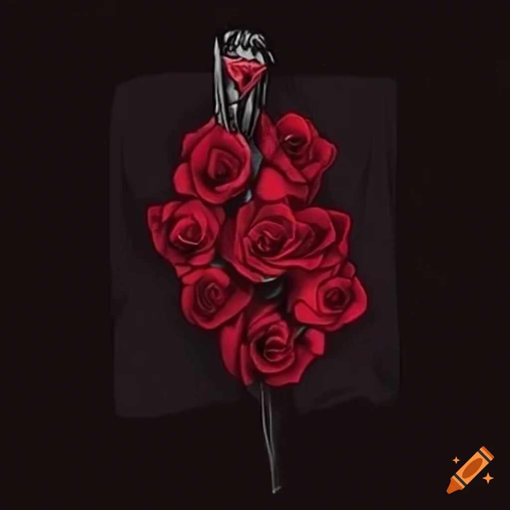 Red bouquet of roses with a dark gangsta atmosphere on Craiyon