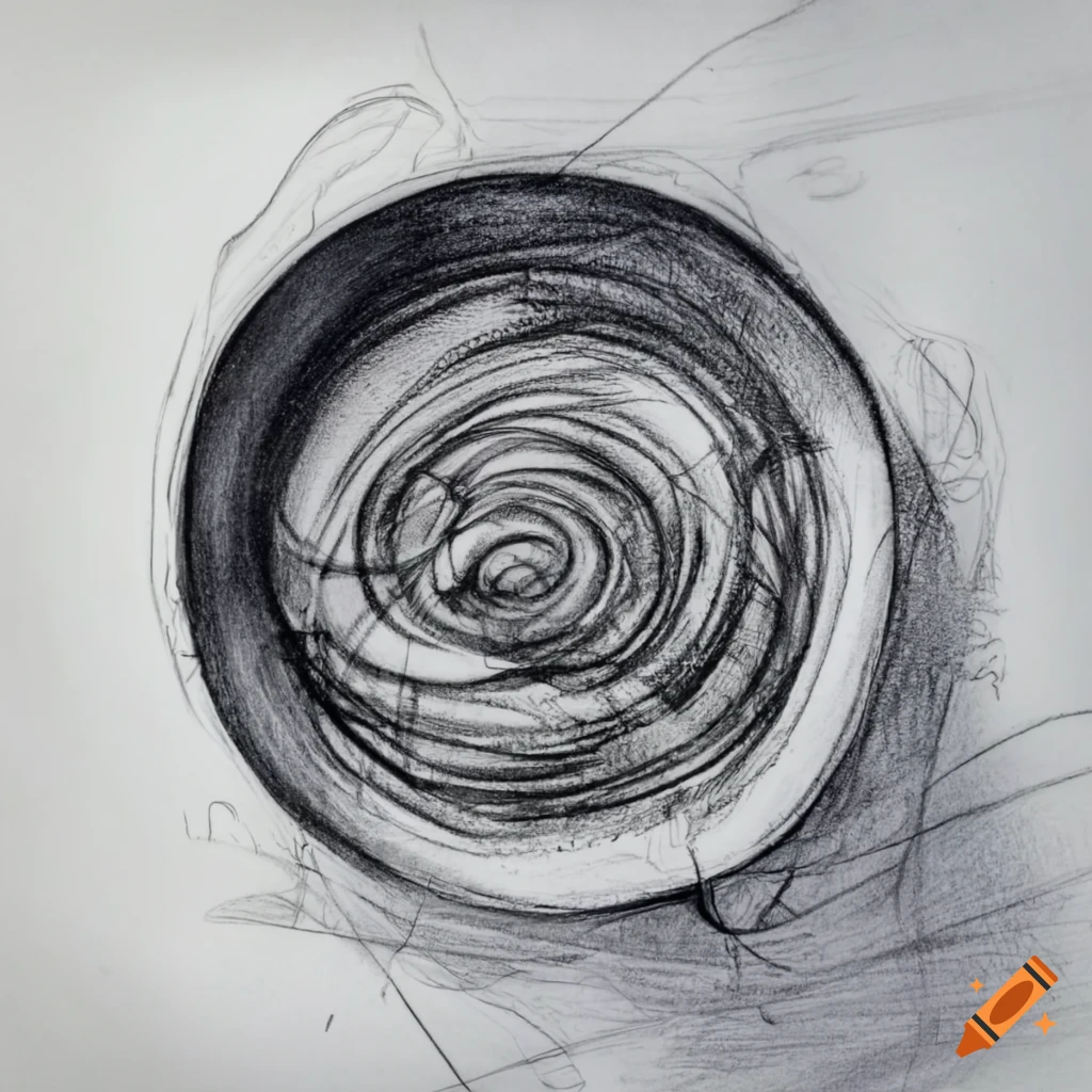 Soup plate in pencil sketch from top view on Craiyon