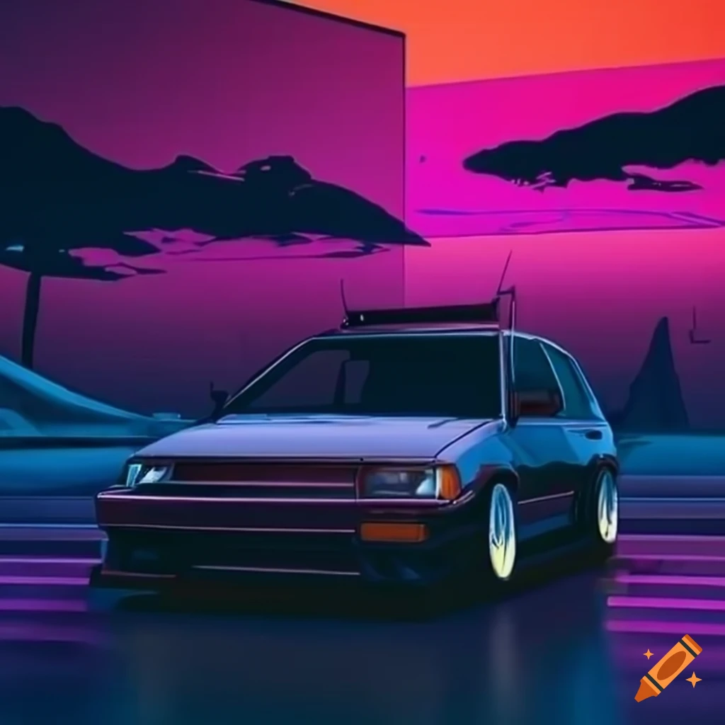 Synthwave style classic honda civic car on Craiyon