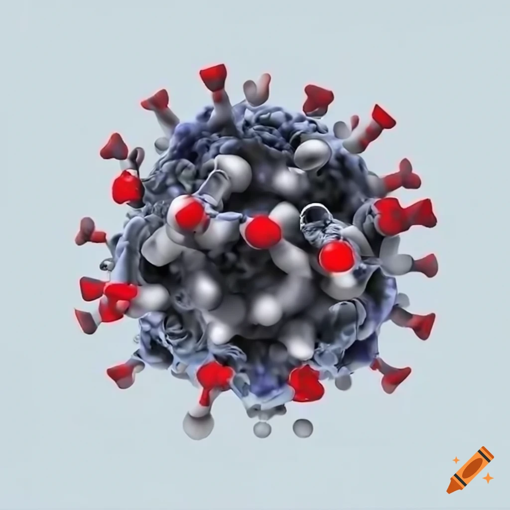 Covid-19 virus molecular structure with spike proteins, envelope, and ...