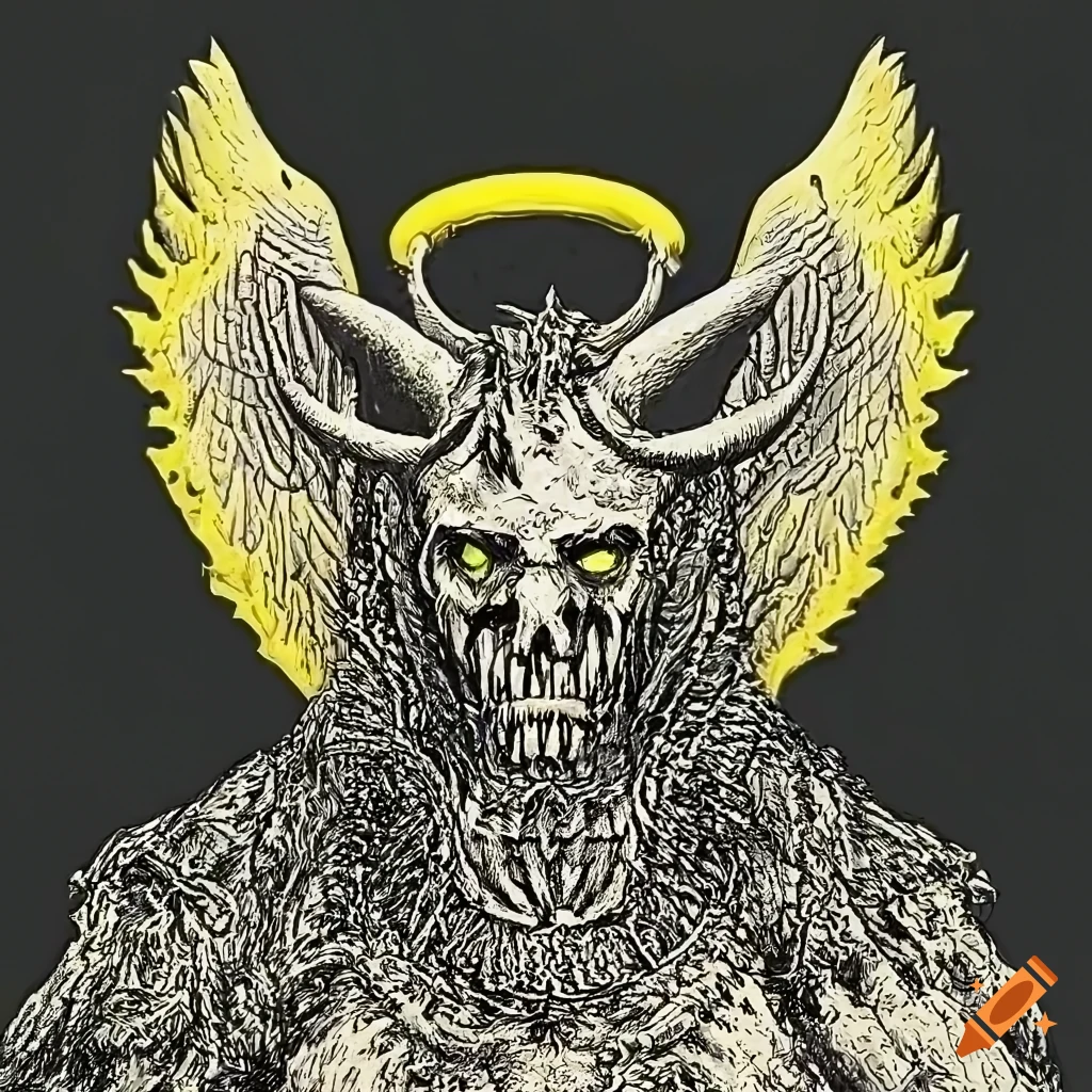 Black and yellow horned demonic angel apostle design inspired by ...