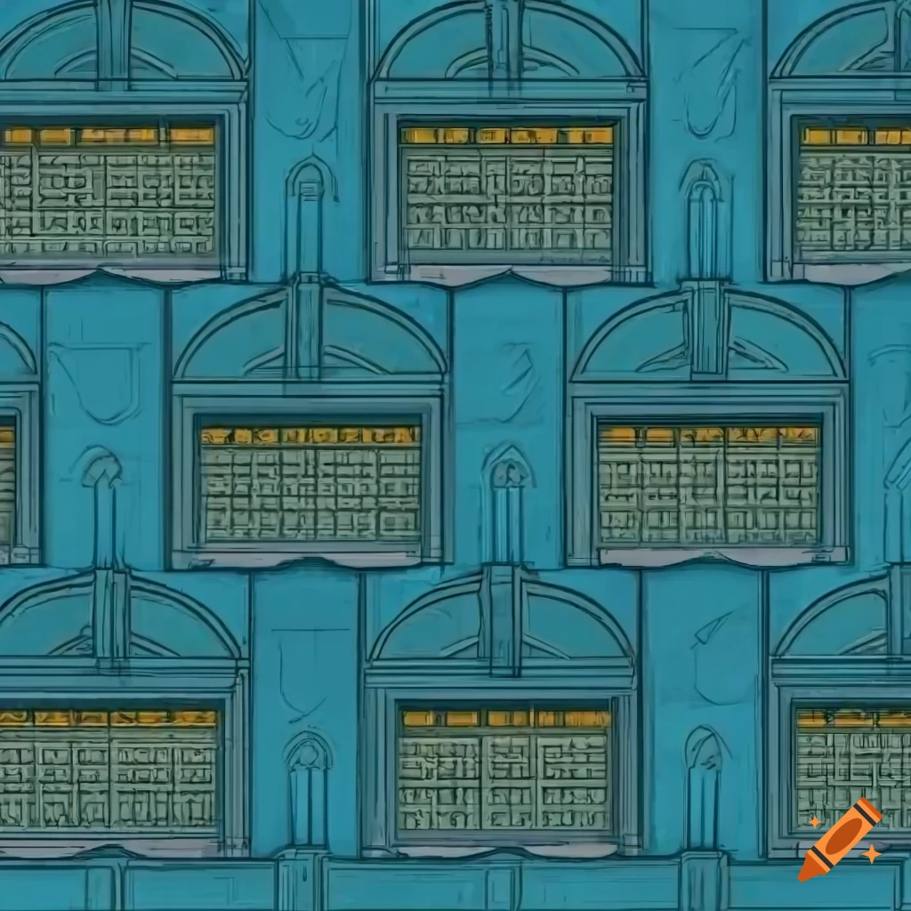 Moebius illustrated futuristic temple window seamless texture on Craiyon