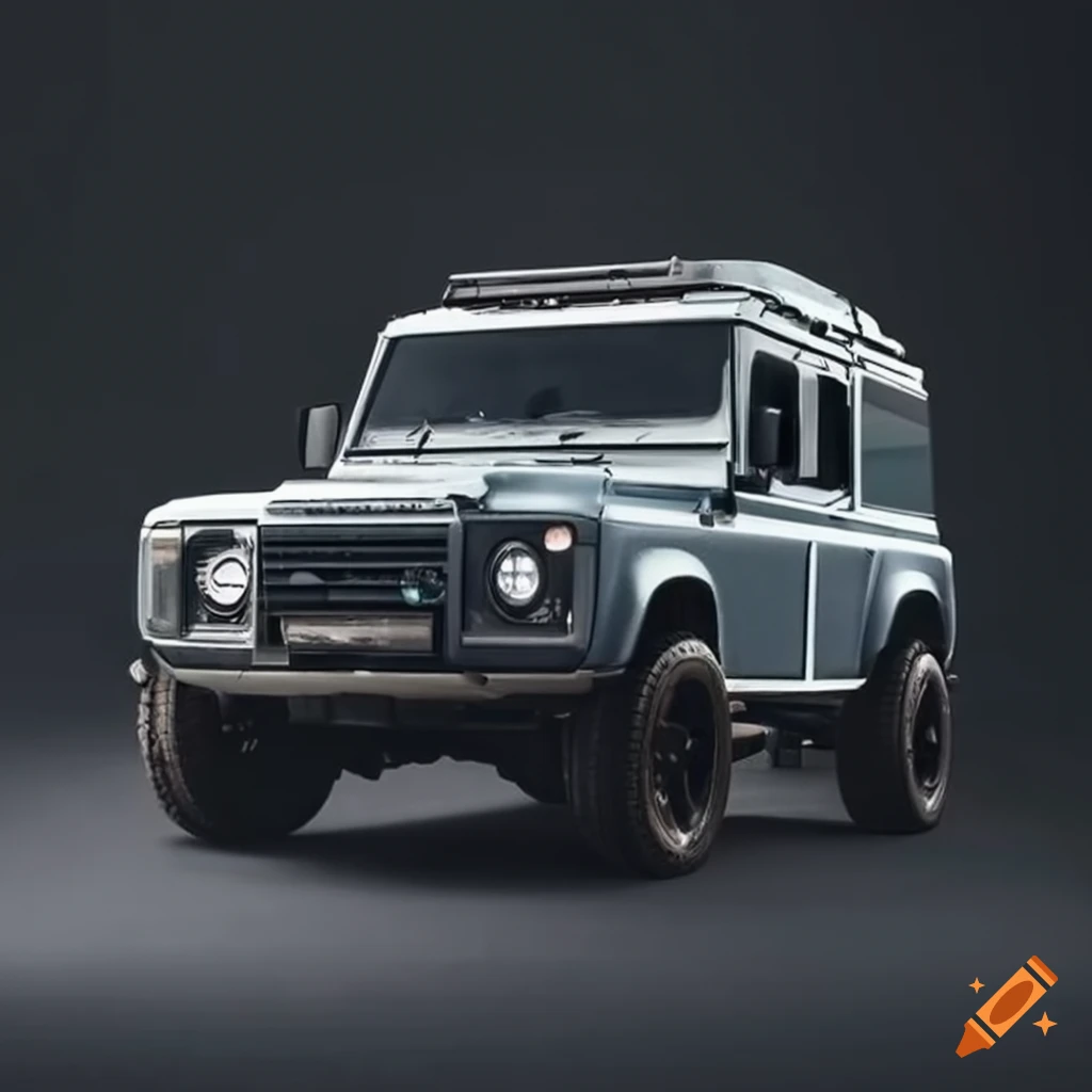 Gray land rover defender d110 in the mountains with big bumper and led ...