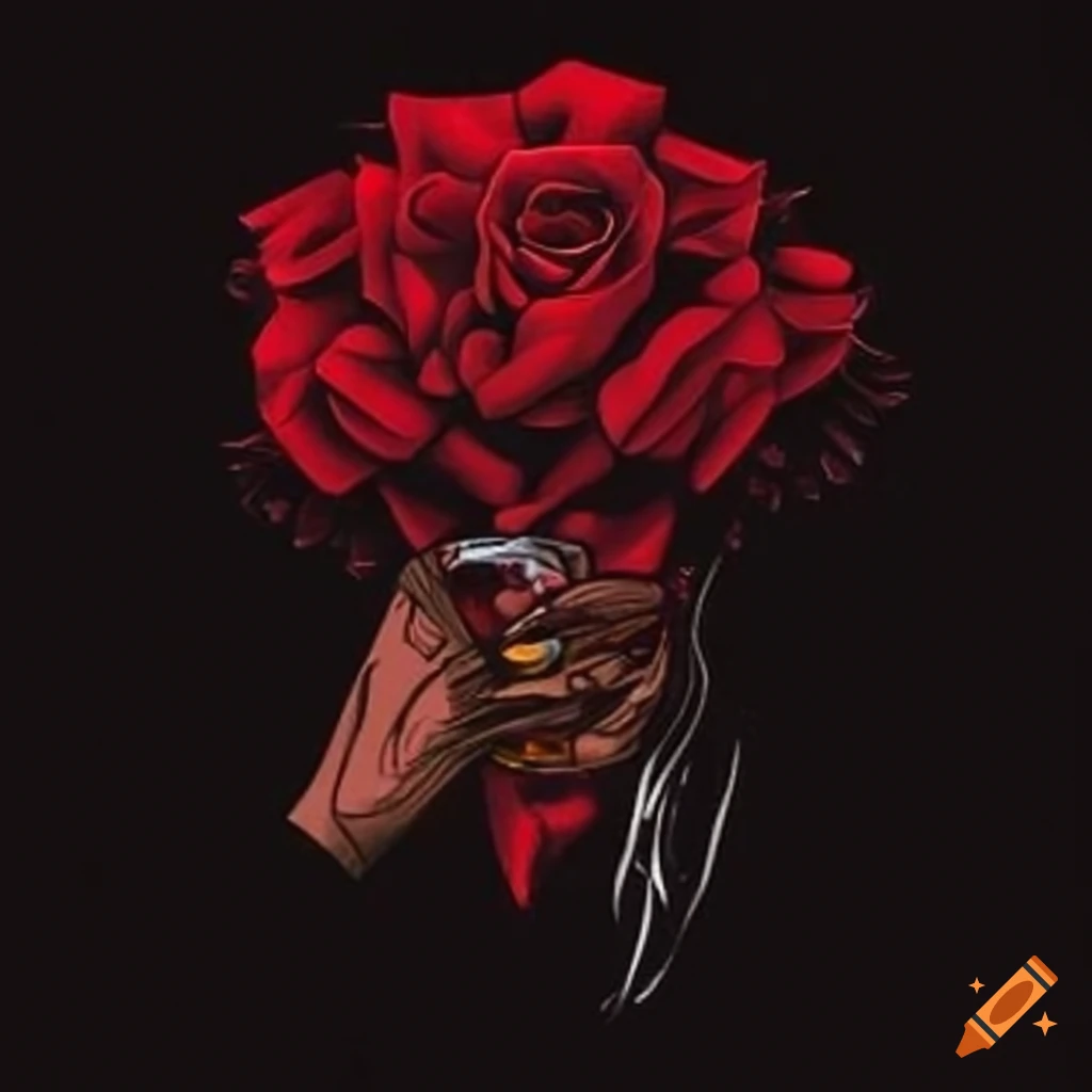 Red bouquet of roses with a dark gangsta atmosphere on Craiyon