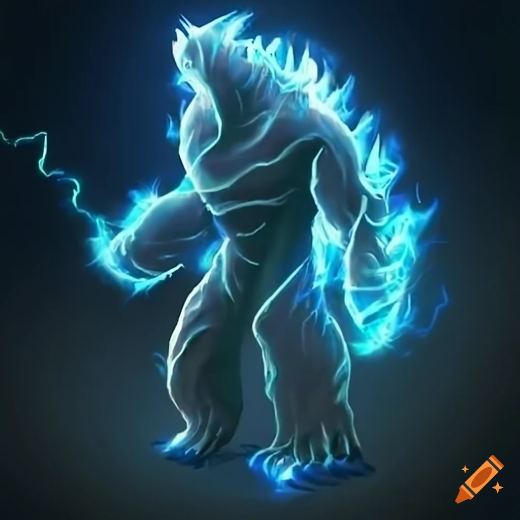 Illustration of a lightning elemental on Craiyon