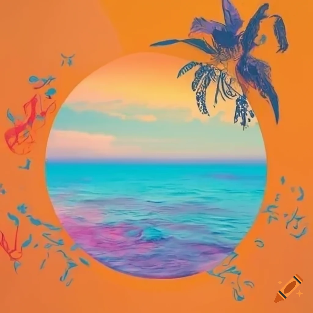 Vibrant summer-themed song album cover with bright, warm colors on Craiyon