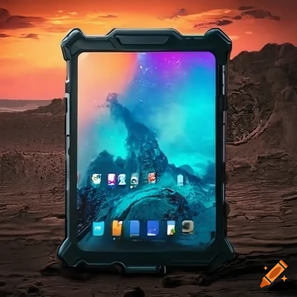 Rugged emdoor i17j tablet on mud on Craiyon