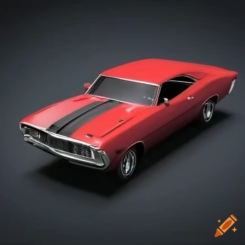 Top view of a muscle car in two dimensions on Craiyon