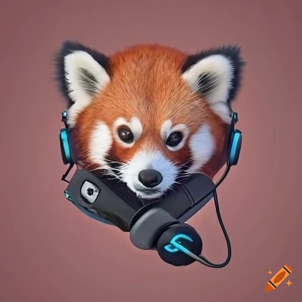 Red panda with gaming headset on Craiyon