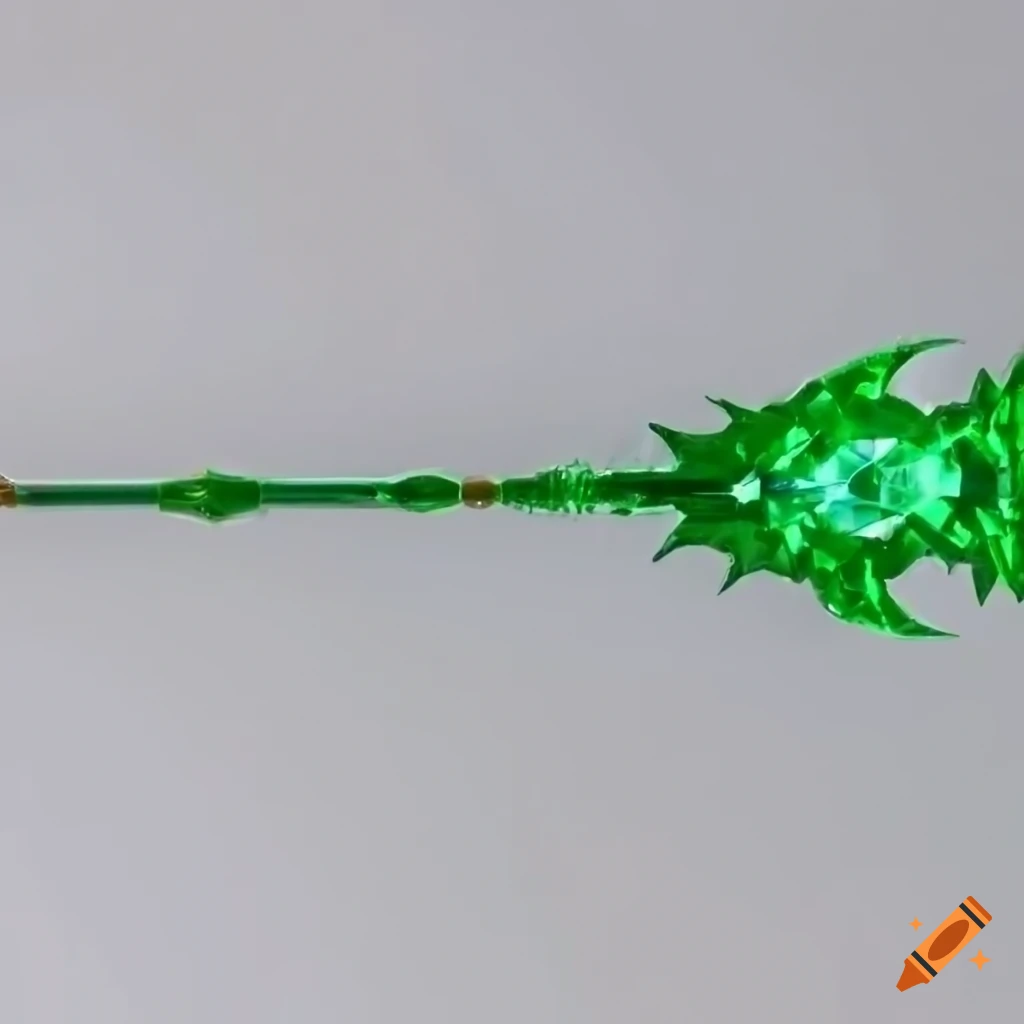 Glowing emerald knight's lance on plain white background on Craiyon