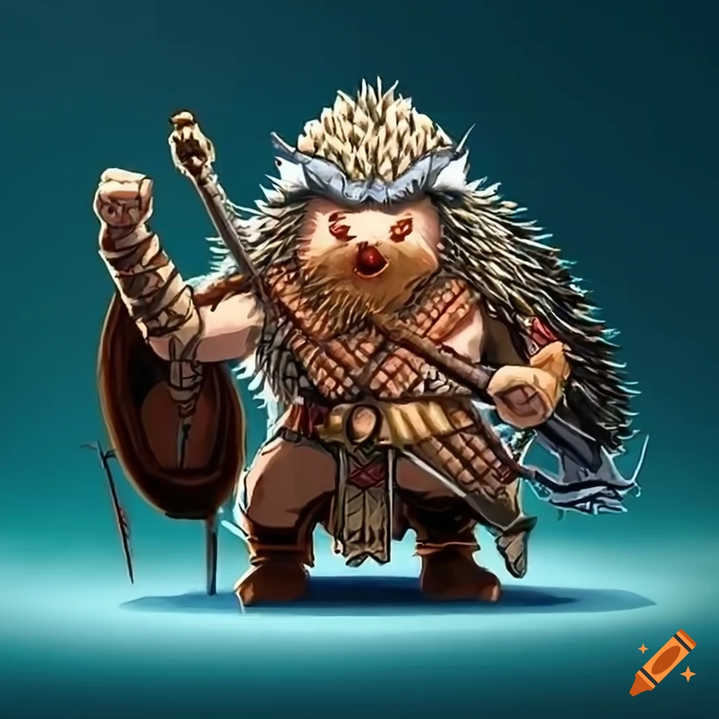 Viking hedgehog warrior illustration on Craiyon