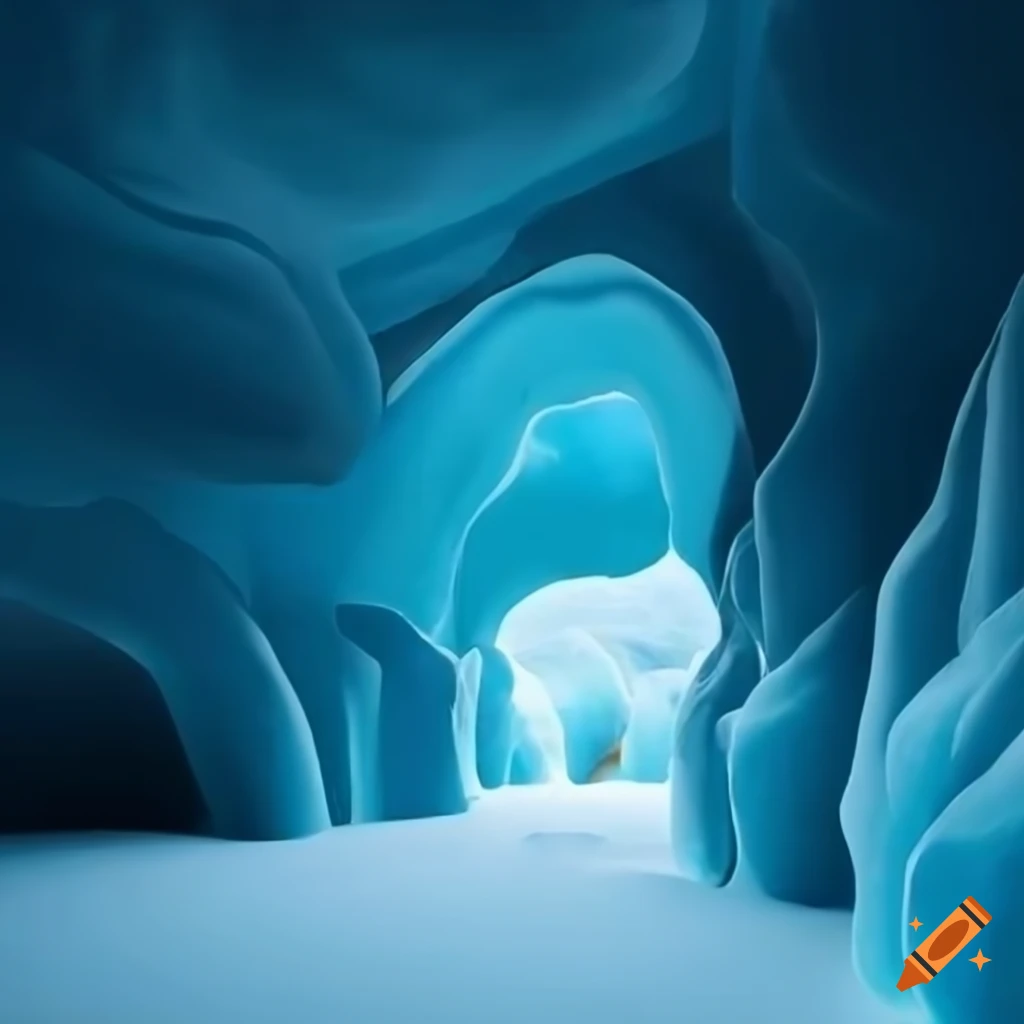 Modern ice cave with blue and white tones on Craiyon