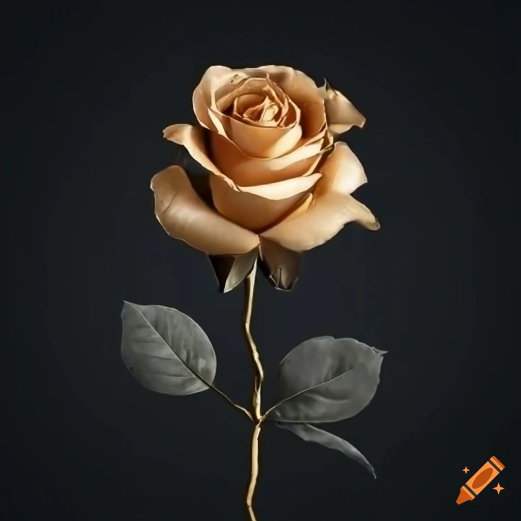 Elegant golden rose with branches on marble background on Craiyon