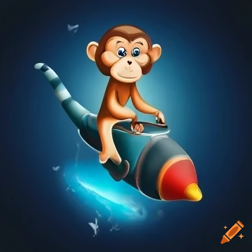 Monkey riding on a rocket on Craiyon