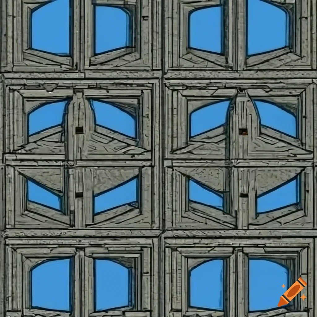 Moebius illustration seamless texture of a futuristic temple window on ...